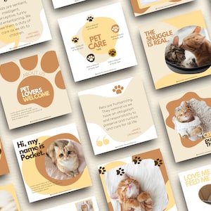Pet Instagram Templates Canva, Pet Canva Templates, Pet Blogger ...