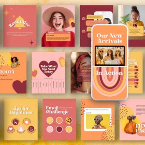 Colorful Instagram Post Templates, Boho Canva Templates, Bright ...