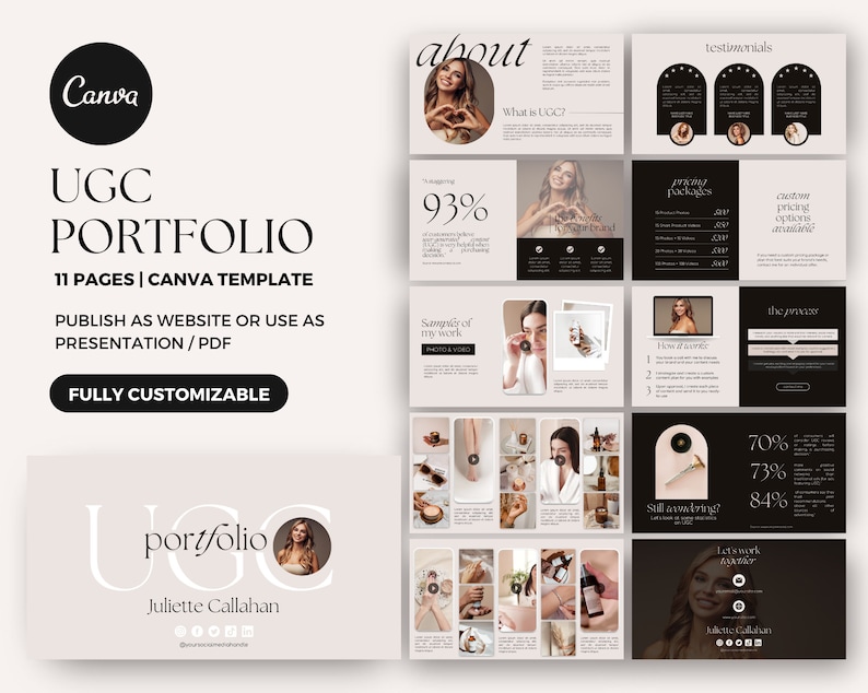 UGC Portfolio Template UGC Canva Template UGC Media Kit Ugc - Etsy