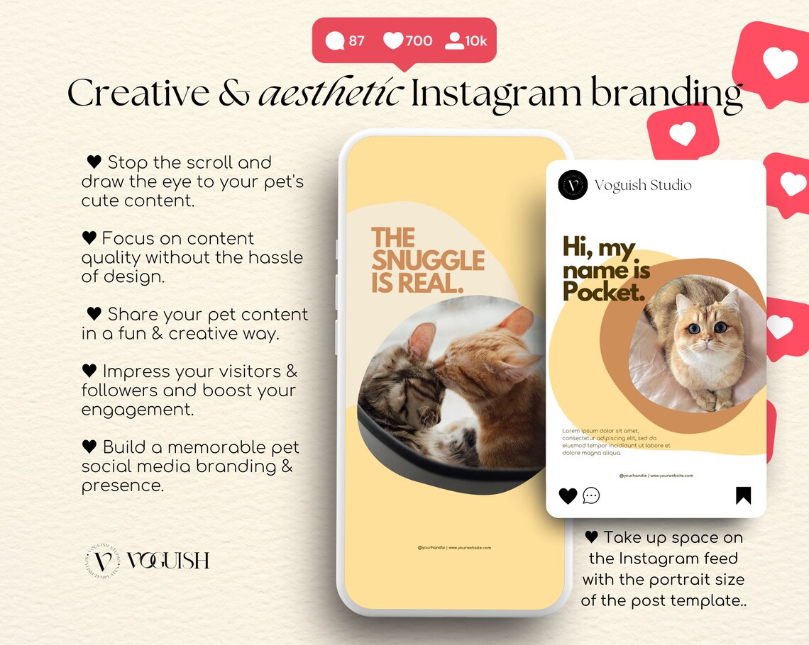 Pet Instagram Templates Canva, Pet Canva Templates, Pet Blogger ...