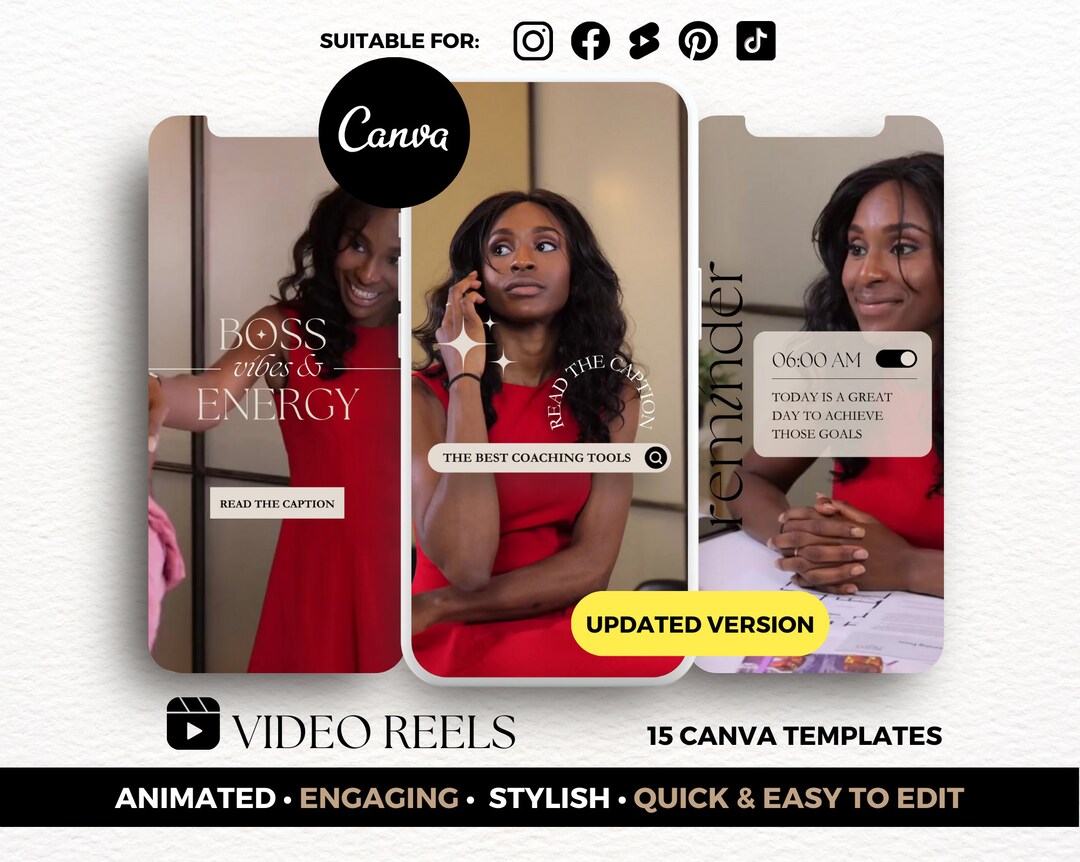 Instagram Video Reel Templates Canva, Engagement Reels, Motivational ...
