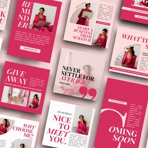 Pink Instagram Templates Canva, Colorful Bright Social Media Templates ...