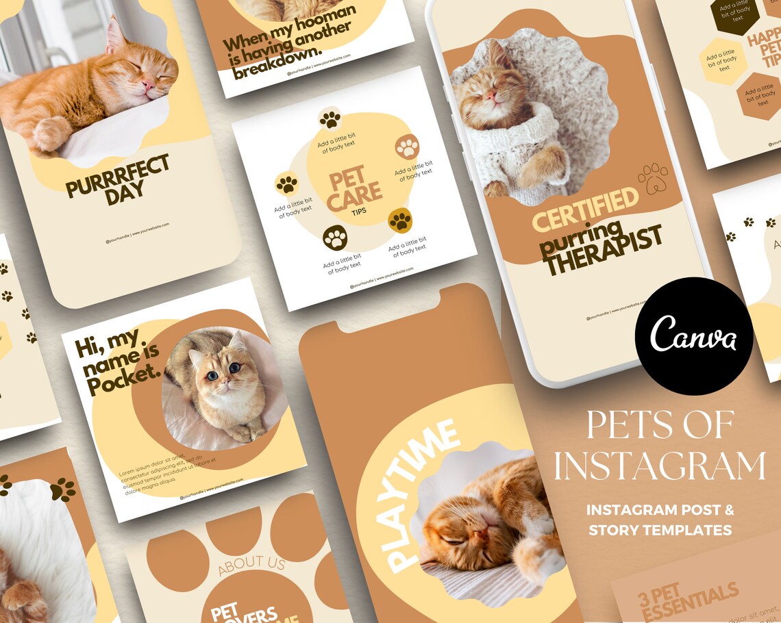 Pet Instagram Templates Canva, Pet Canva Templates, Pet Blogger ...