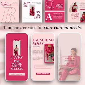 Pink Instagram Templates Canva, Colorful Bright Social Media Templates ...