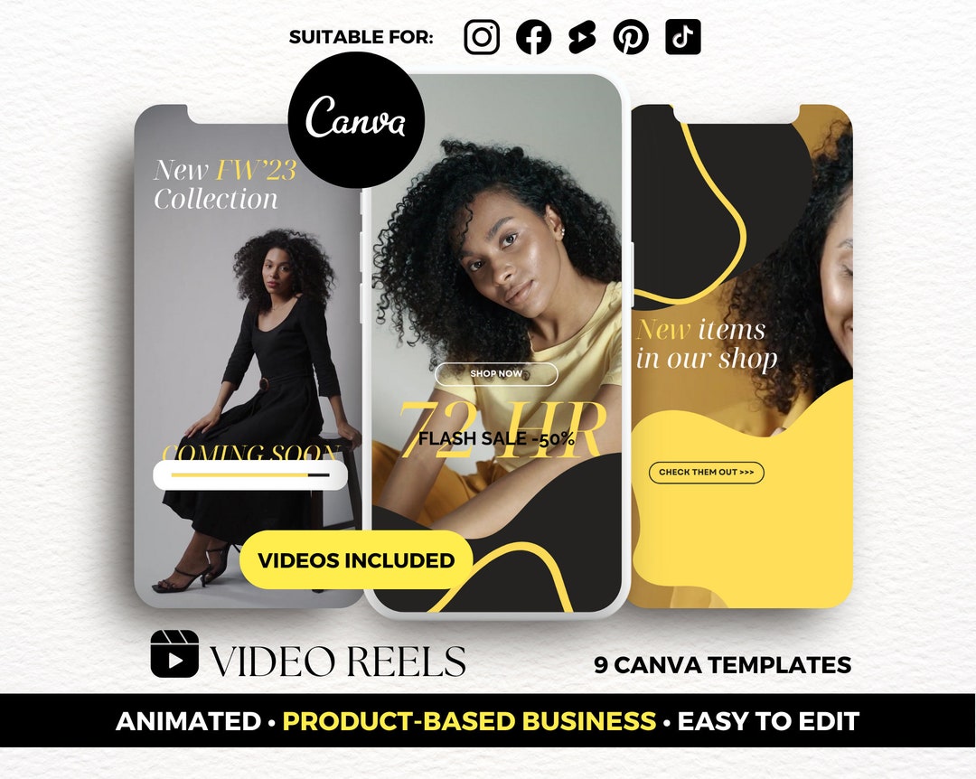 Instagram Reel Templates Canva, Product Reels, Reel Cover Templates ...
