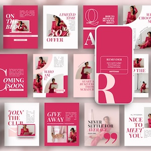 Pink Instagram Templates Canva, Colorful Bright Social Media Templates ...