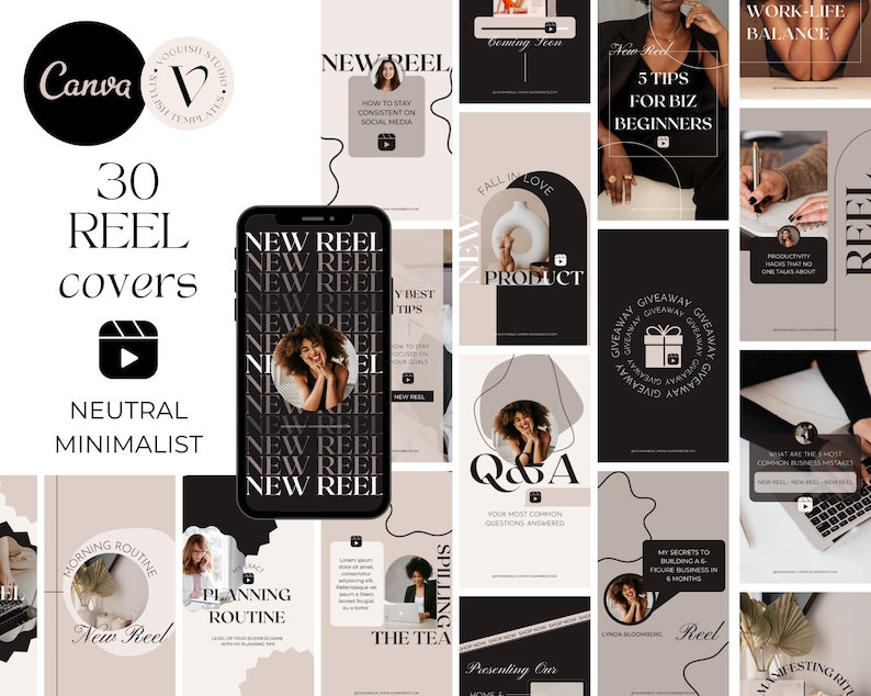 Instagram Reel Cover Templates Canva Reel Covers Neutral - Etsy