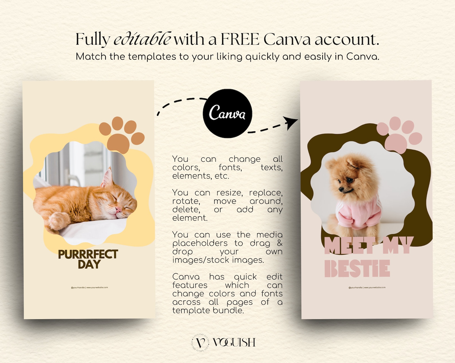 Pet Instagram Templates Canva, Pet Canva Templates, Pet Blogger ...