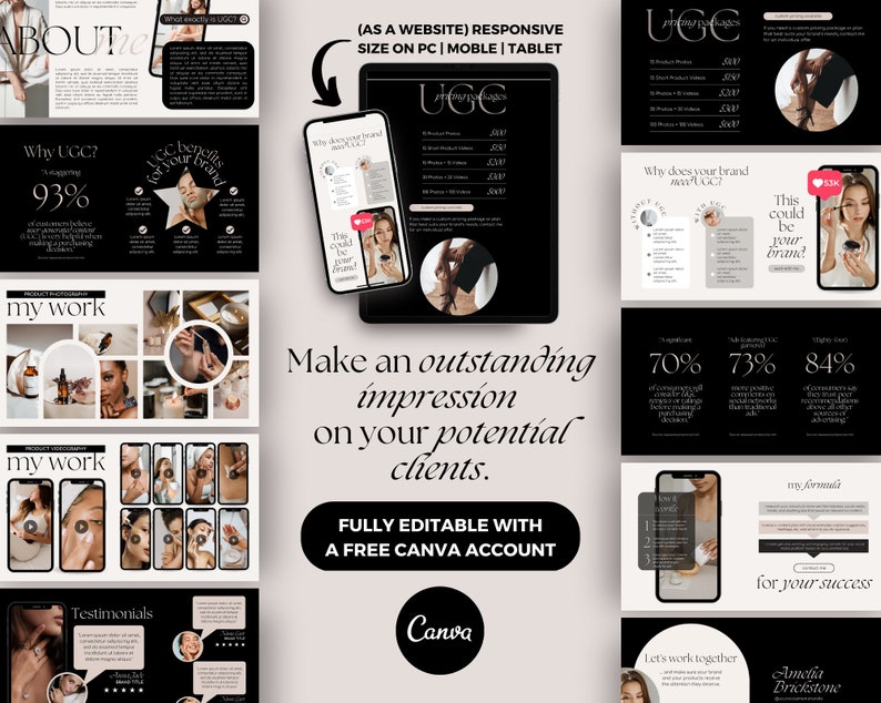 Plantilla de cartera UGC, plantilla UGC Canva, kit de medios UGC ...