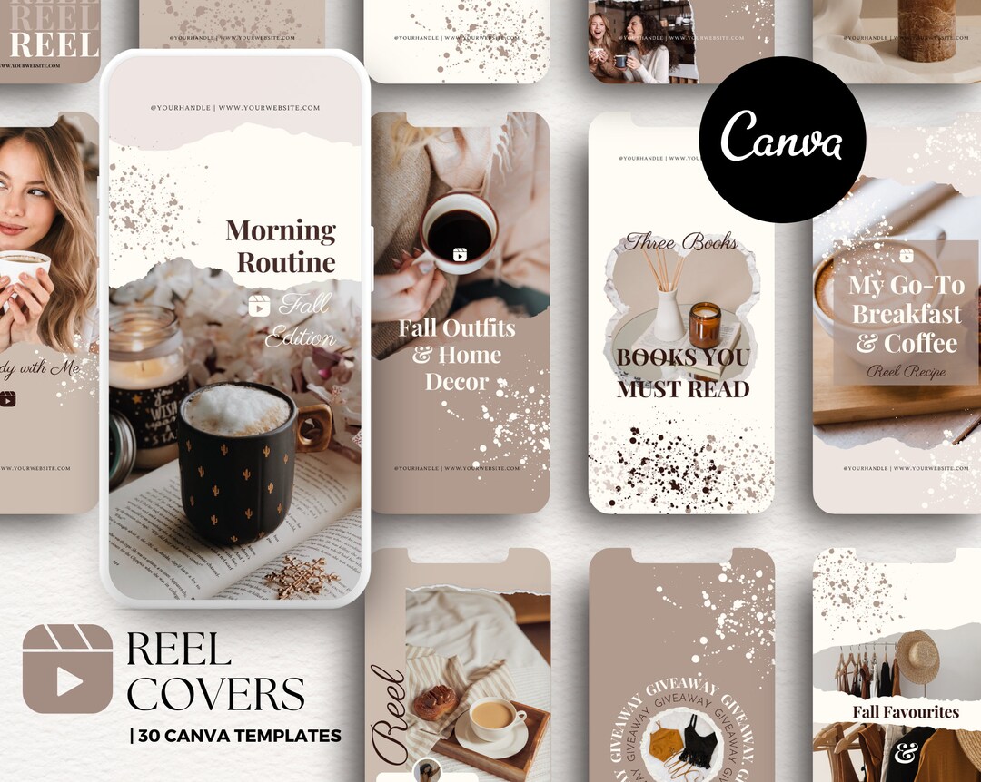 Instagram Reel Cover Templates, Canva Reel Covers, Neutral Reel Covers ...