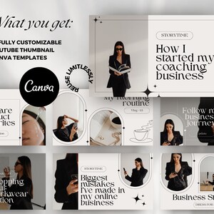 Youtube Thumbnail Templates Canva, Youtube Branding Kit, Minimalist ...