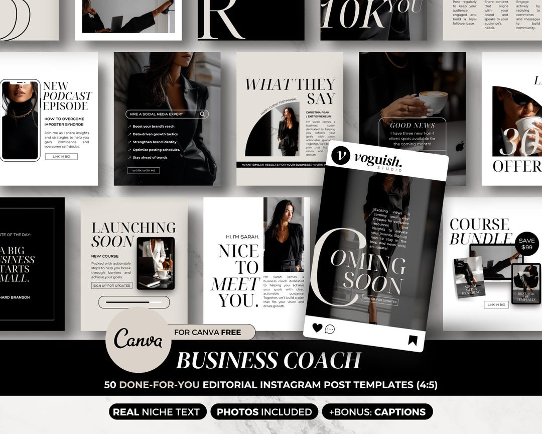 Coaching Instagram Post Templates Canva, Social Media Branding for ...