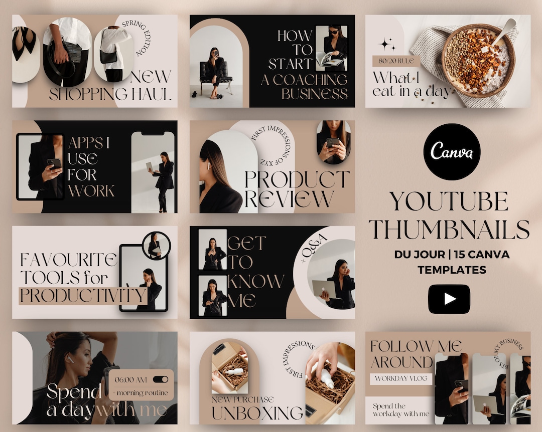 Youtube Thumbnail Templates Canva, Youtube Branding Kit, Channel Design ...