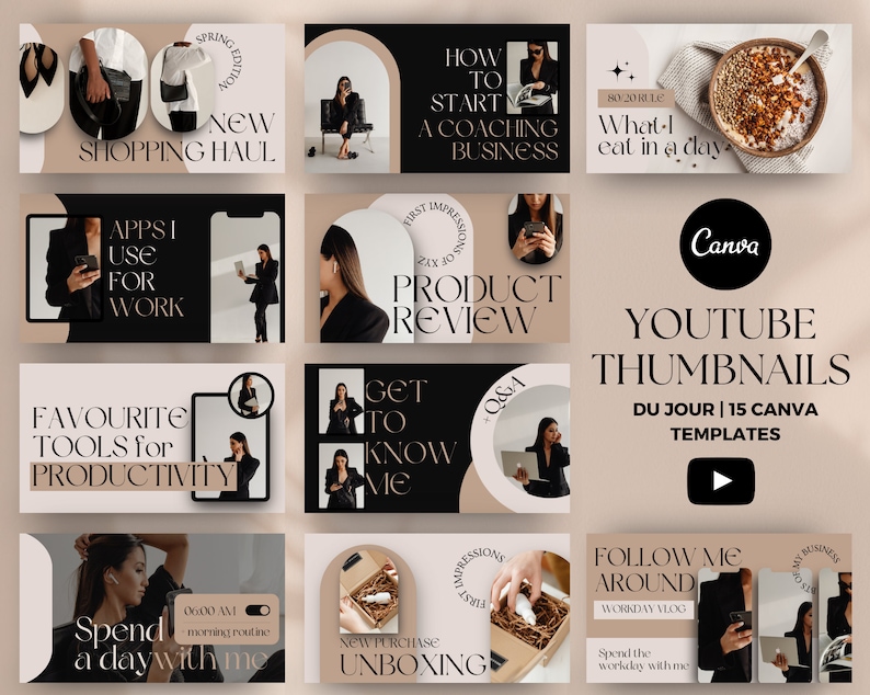 Youtube Thumbnail Templates Canva, Youtube Branding Kit, Channel Design ...