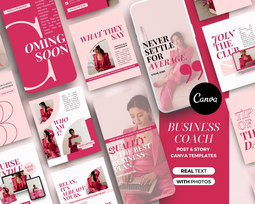 Pink Instagram Templates Canva, Colorful Bright Social Media Templates ...