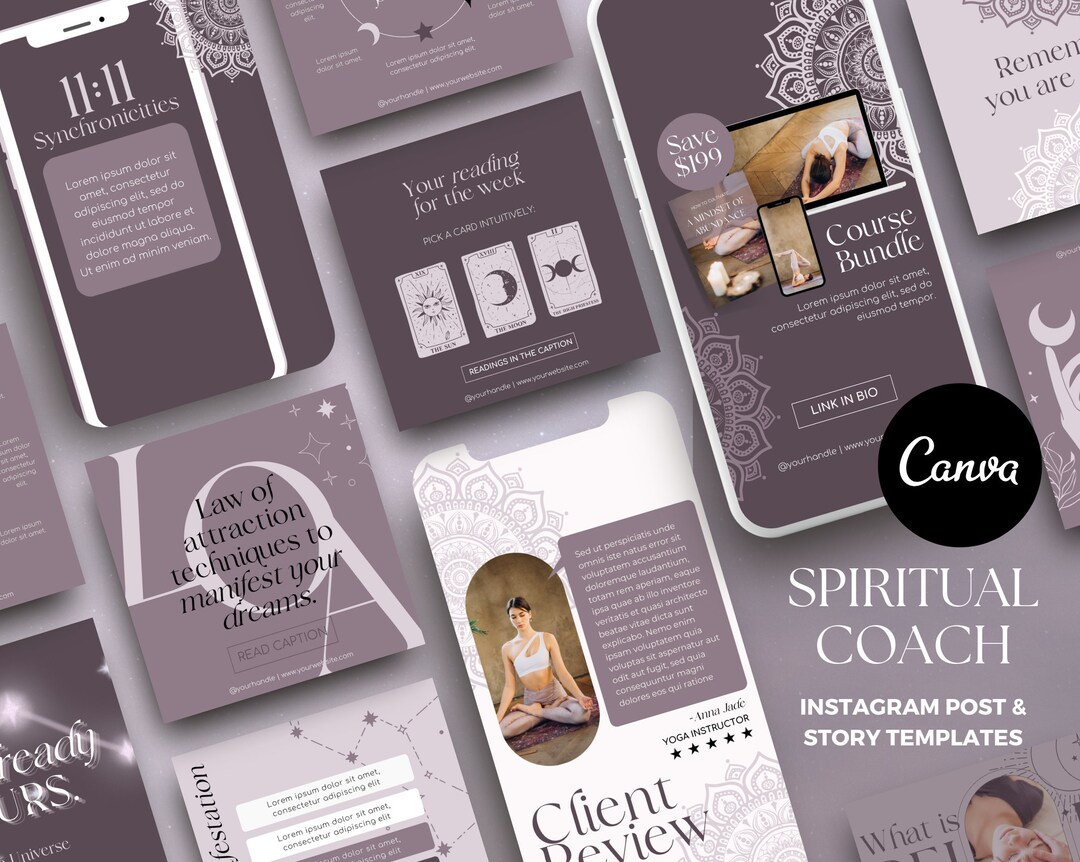 Spiritual Instagram Templates for Coaches, Canva Templates Law of ...