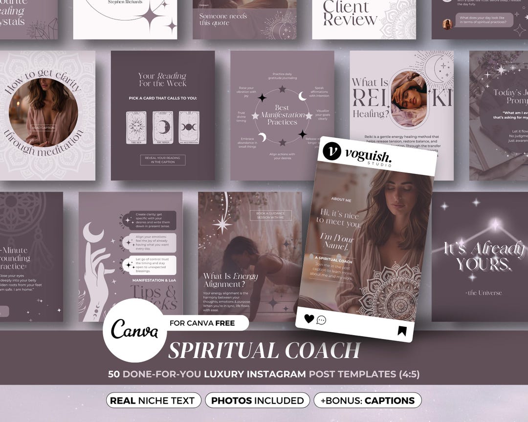 Spiritual Instagram Post Templates Canva, Done-for-you Social Media 4:5 ...