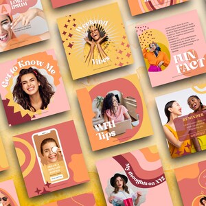 Colorful Instagram Post Templates, Boho Canva Templates, Bright ...