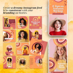 Colorful Instagram Post Templates, Boho Canva Templates, Bright ...