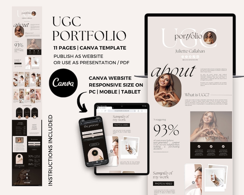 UGC Portfolio Template UGC Canva Template UGC Media Kit Ugc - Etsy
