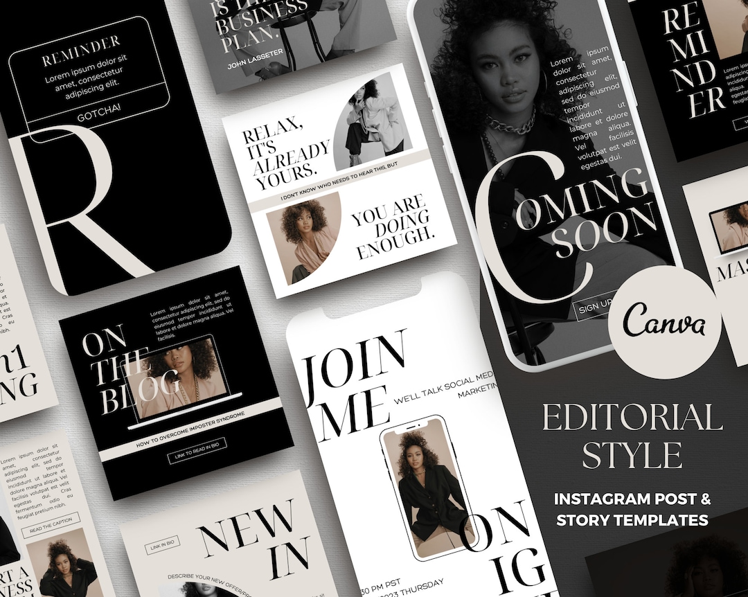 Social Media Templates Canva, Editorial Aesthetic Instagram Templates ...