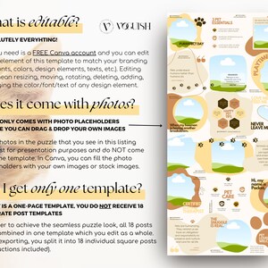 Pet Canva Instagram Puzzle Feed Template, Pet Instagram Templates, Cat ...