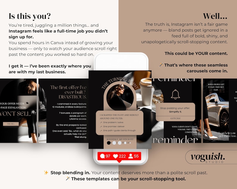 Seamless Carousel Template Canva, Business Coach Content Instagram ...
