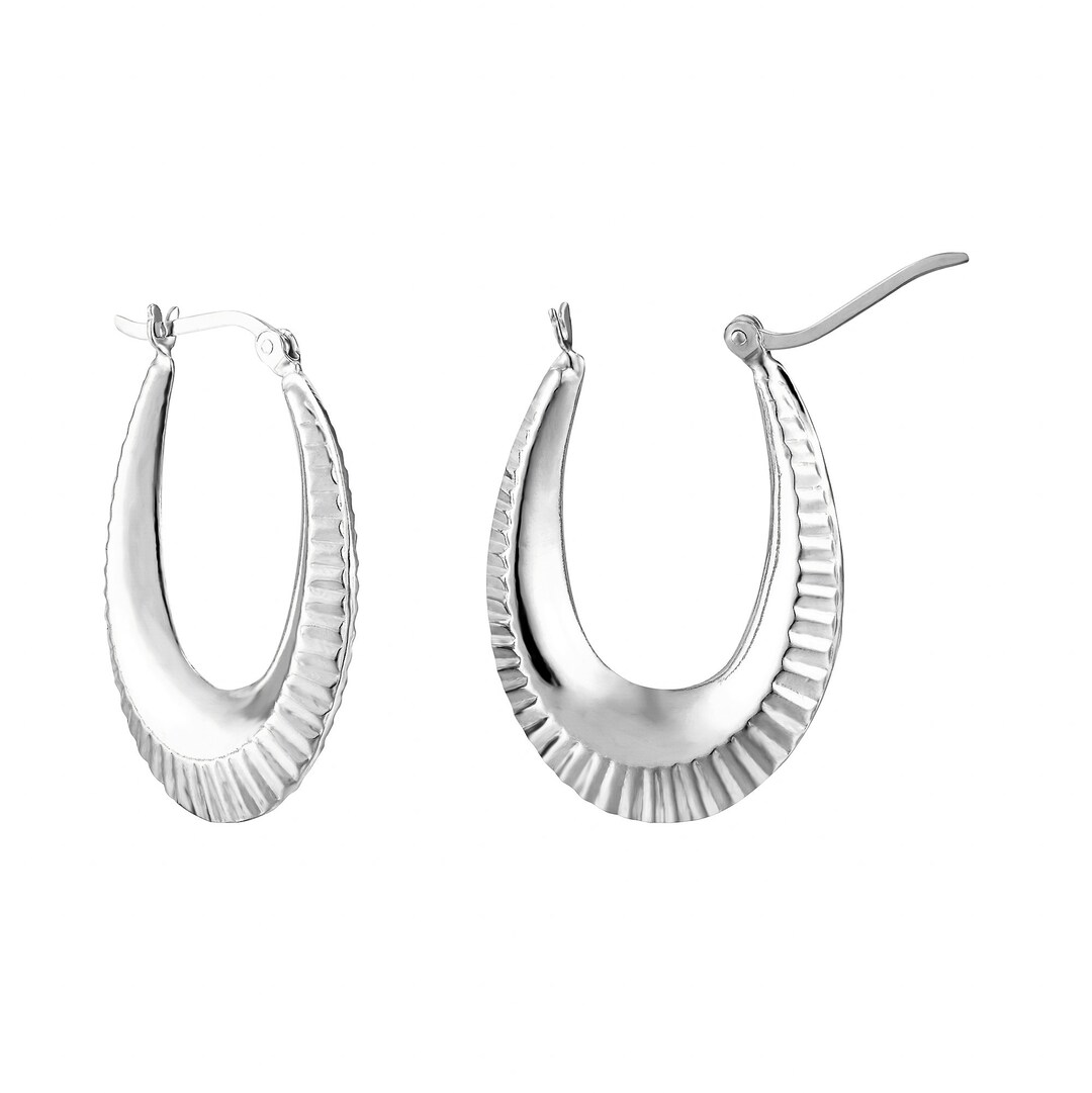 30mm Ribbed Edge Creole Hoops - Etsy