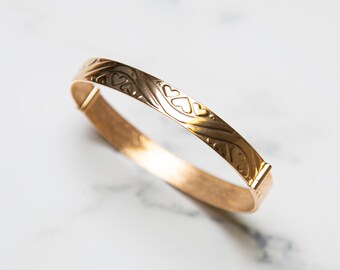 Gold Heart Bangle | Etsy