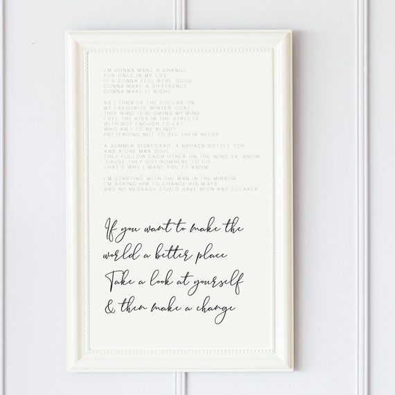 Michael Jackson Song Lyrics Quote Art Print Printable Lyrics - Etsy