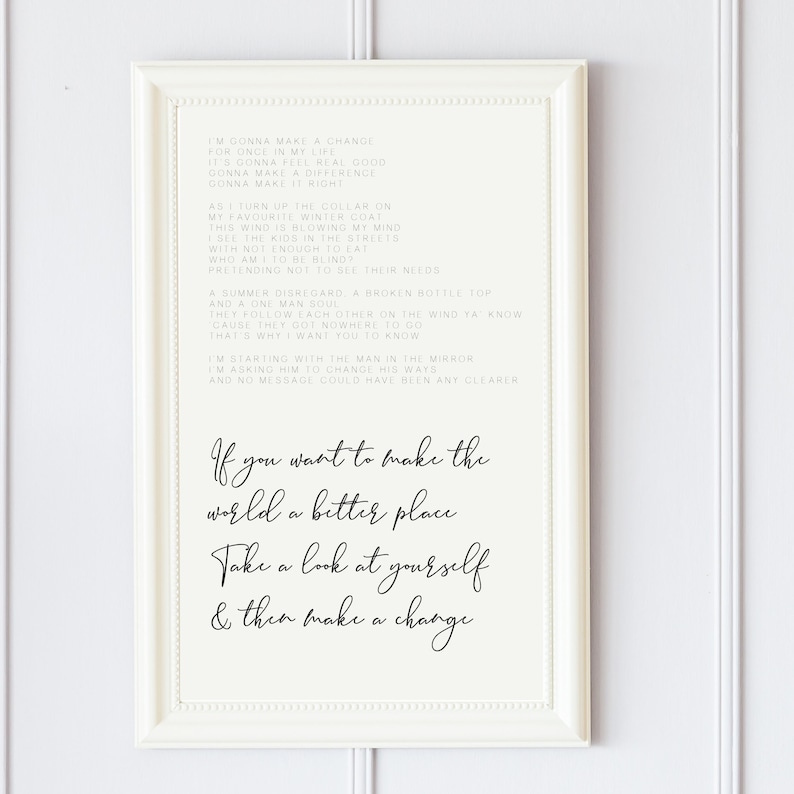 Michael Jackson Song Lyrics, Quote Art Print, Printable Lyrics PDF ...