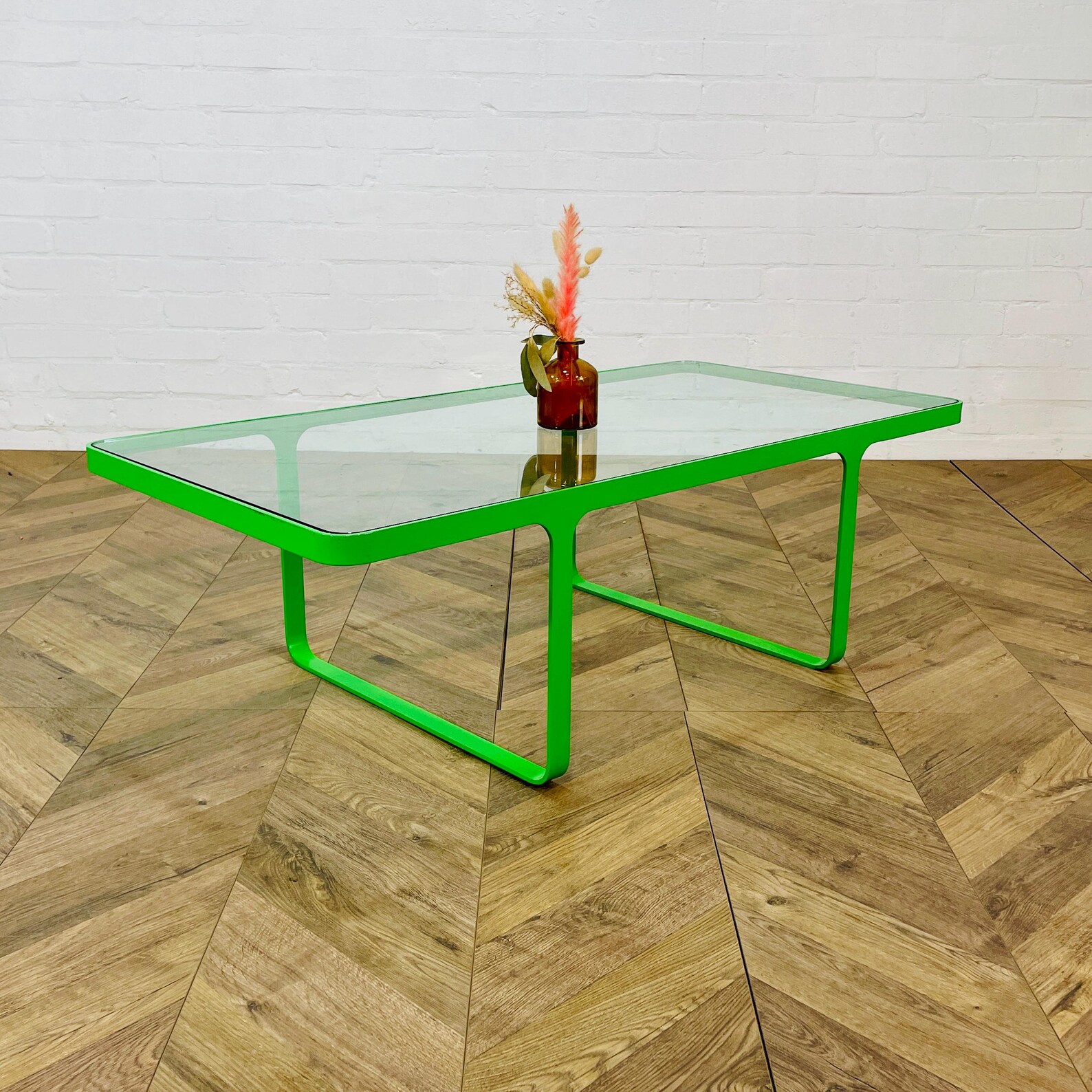 Vintage Florence Knoll for Herman Miller Green Metal + Glass 'trace ...