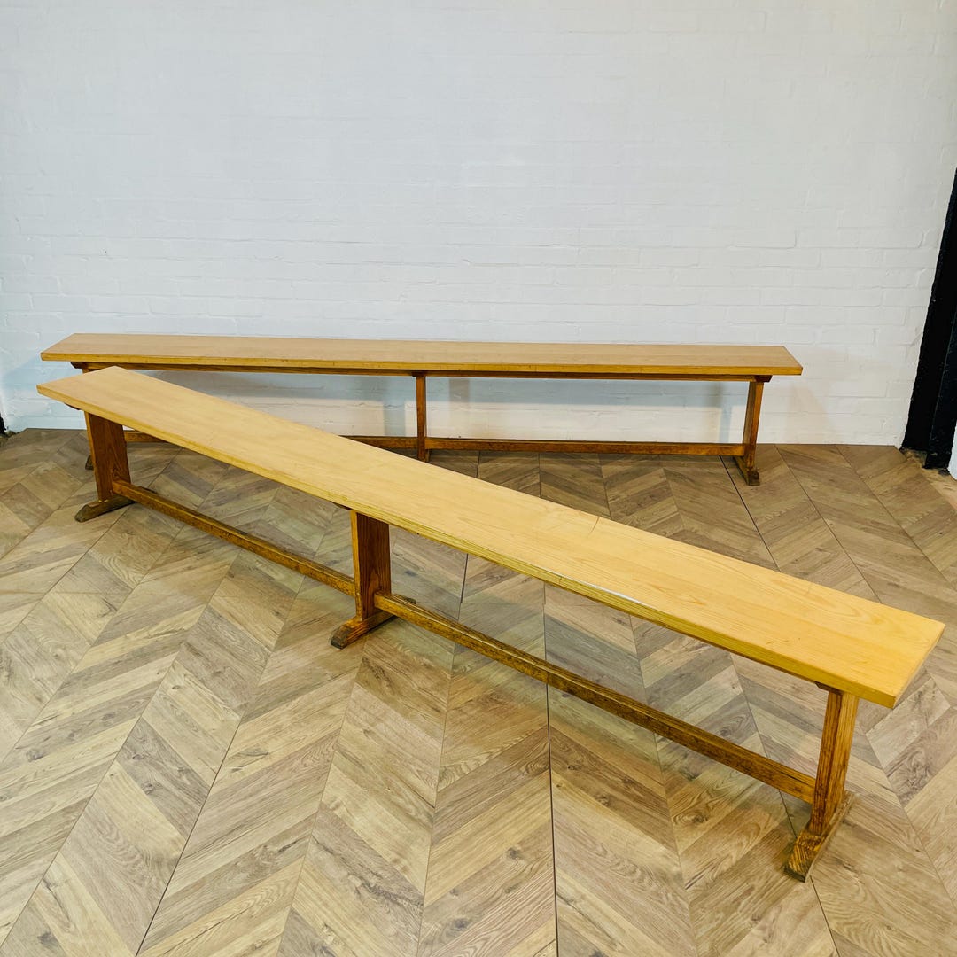 Vintage Ex-school Long Oak Benches, Set of 2, 1950s - Etsy