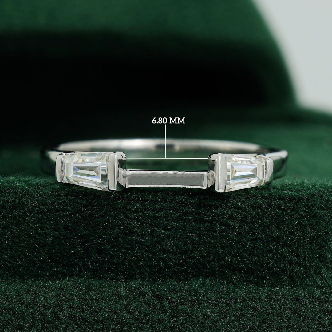 Tapper Baguette Cut Moissanite Open Matching Band Gift for Her Thick ...