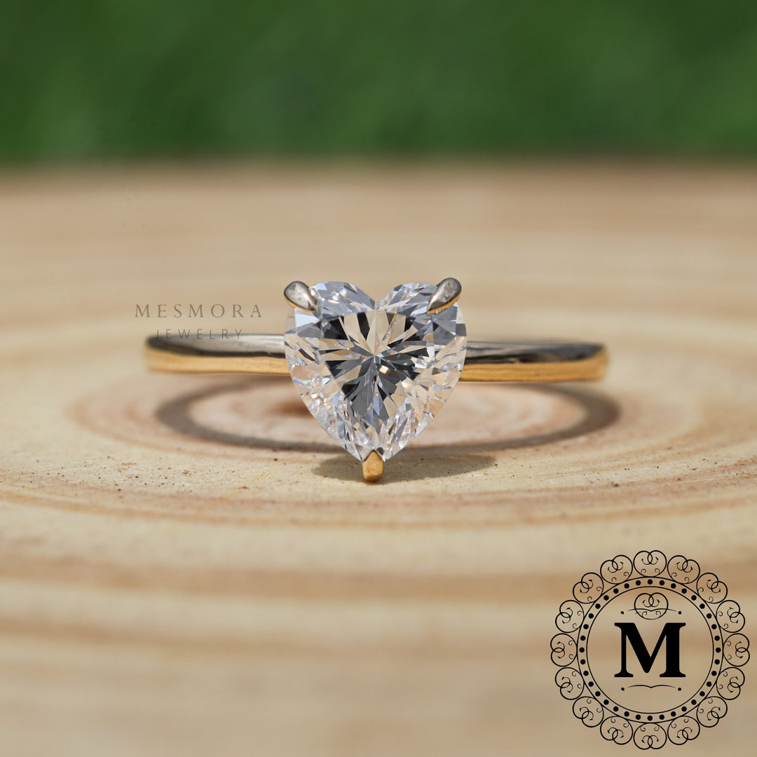 Heart Cut Engagement Ring for Her Delicate Heart Ring Yellowgold ...