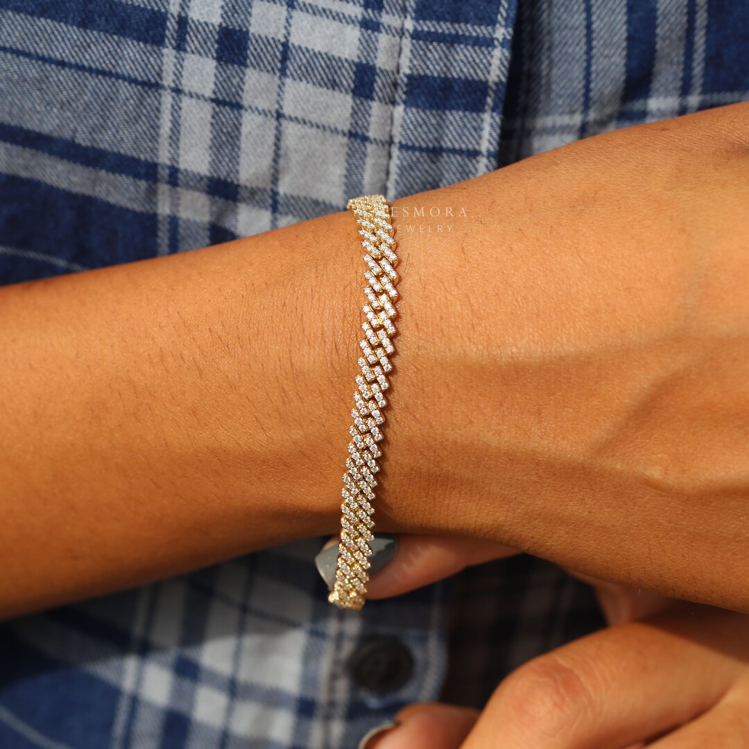 6mm Miami Cuban Link Bracelet 14K Solid Gold Bracelet Delicate ...