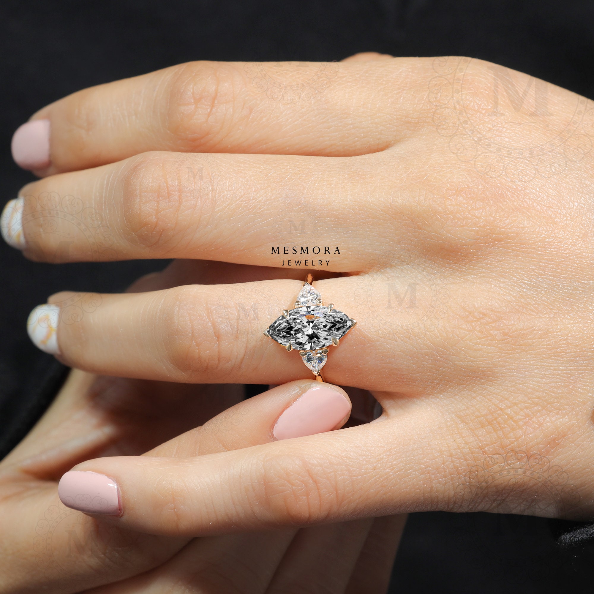 2.5 CT Marquise Cut Colorless Moissanite Engagement Ring 2.5 CT Marquise Cut Colorless Moissanite Engagement Ring