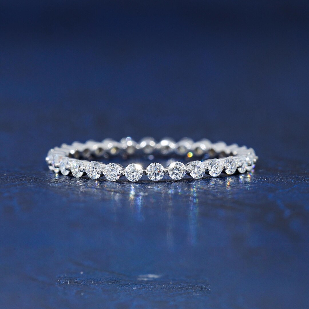 1.8 MM Round Cut Floating Bubble Band Moissanite Wedding Band Round ...