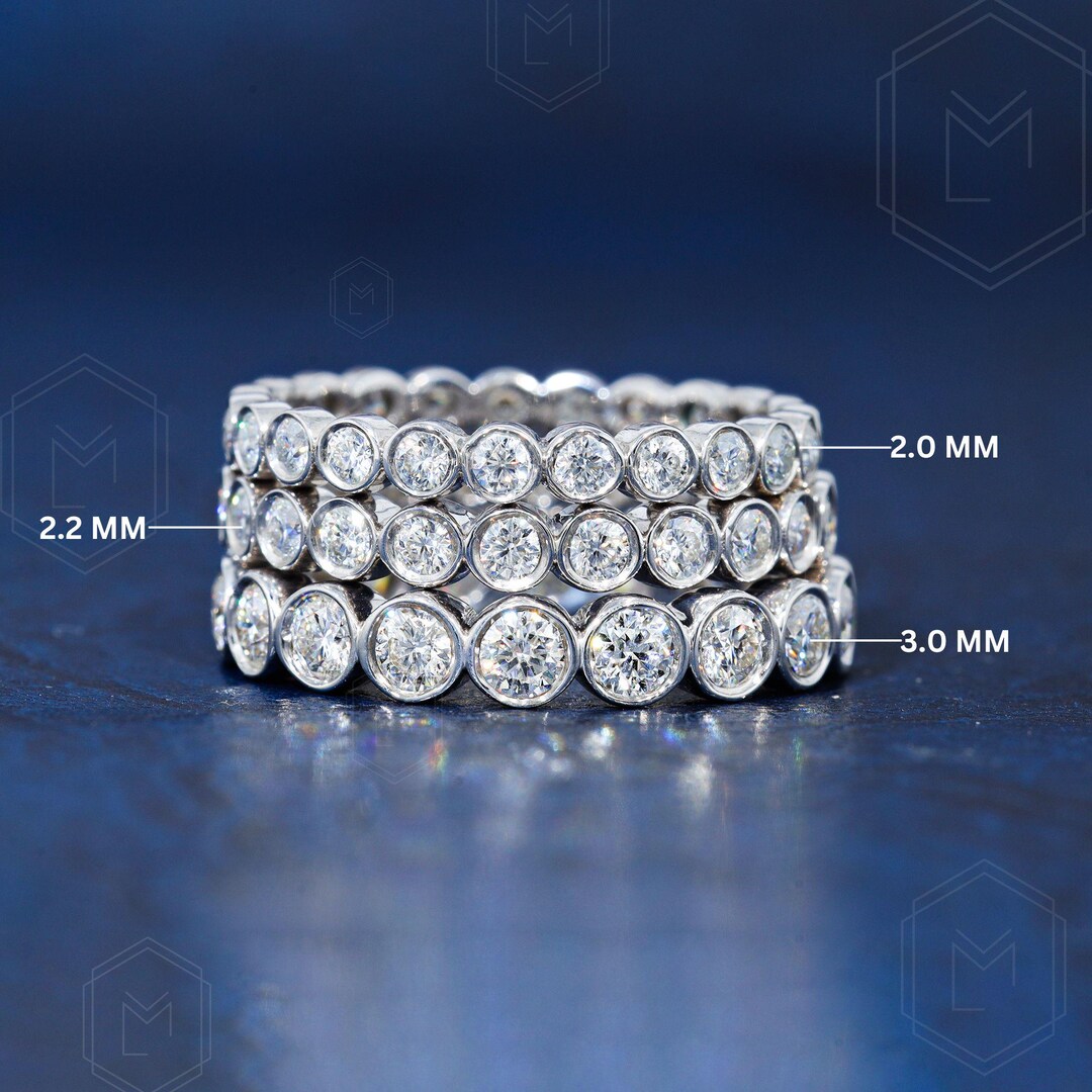 2 MM Full Eternity Full Bezel Set Wedding Band Colorless Round ...