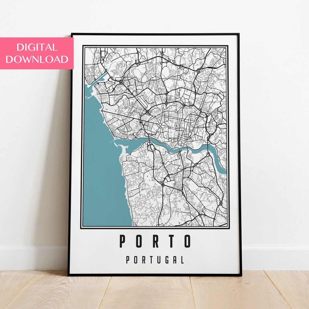 Porto Map Digital Download Print, Portugal City Map Poster, Porto Wall ...