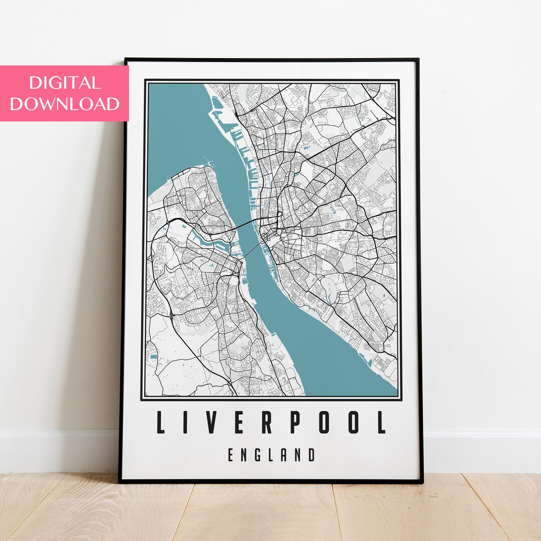 Liverpool Map Digital Download, Liverpool City Wall Art, Liverpool ...