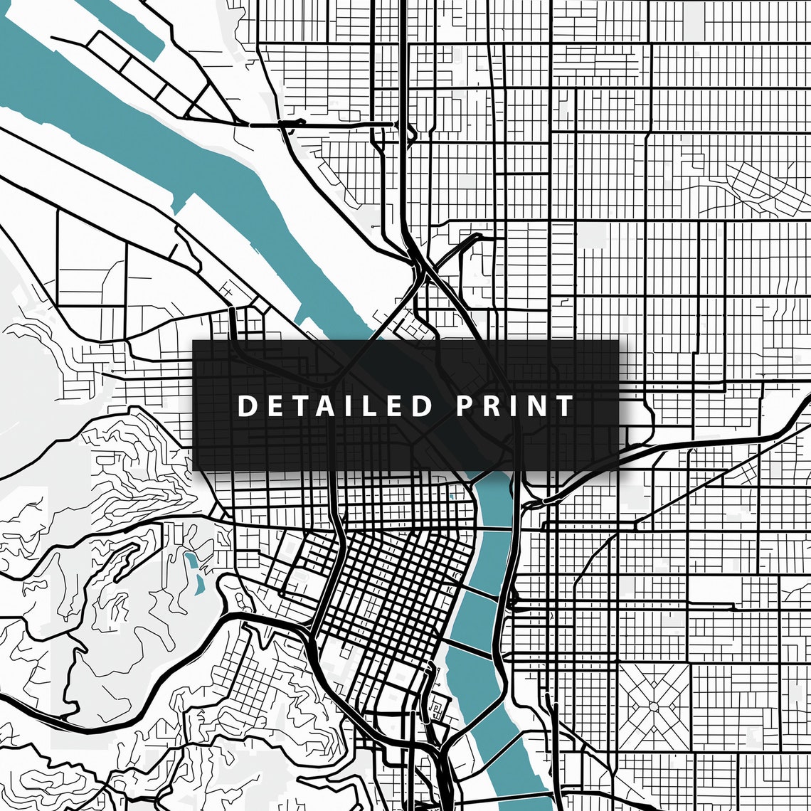 Portland Map Digital Download Portland City Map Print - Etsy