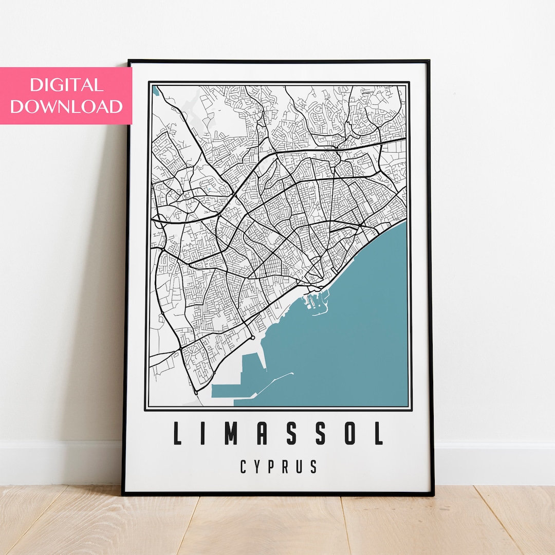 Limassol City Map Digital Download, Cyprus Limassol Map Print - Etsy