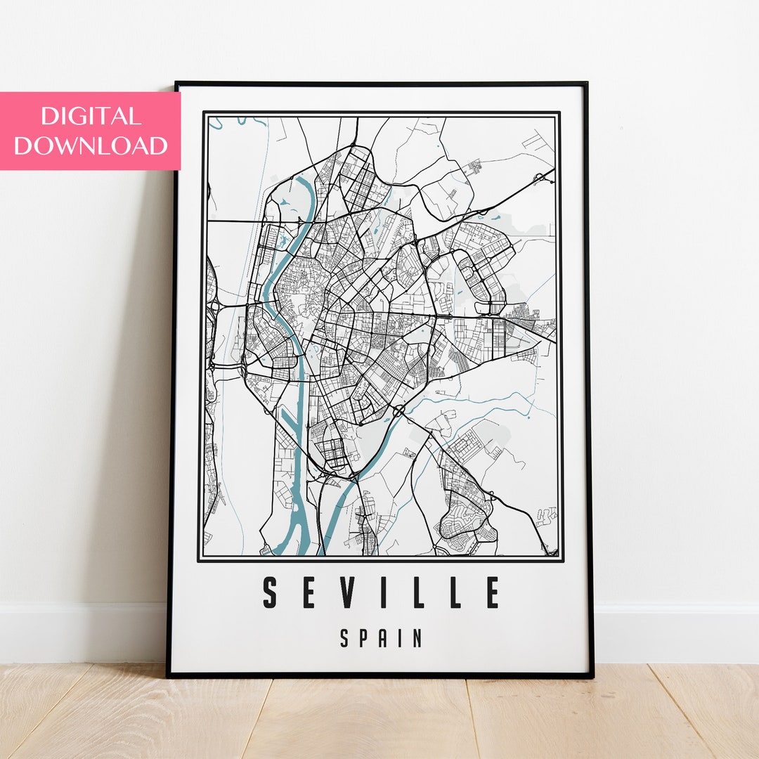 Seville Map Digital Download, Seville City Map Poster, Seville Print ...
