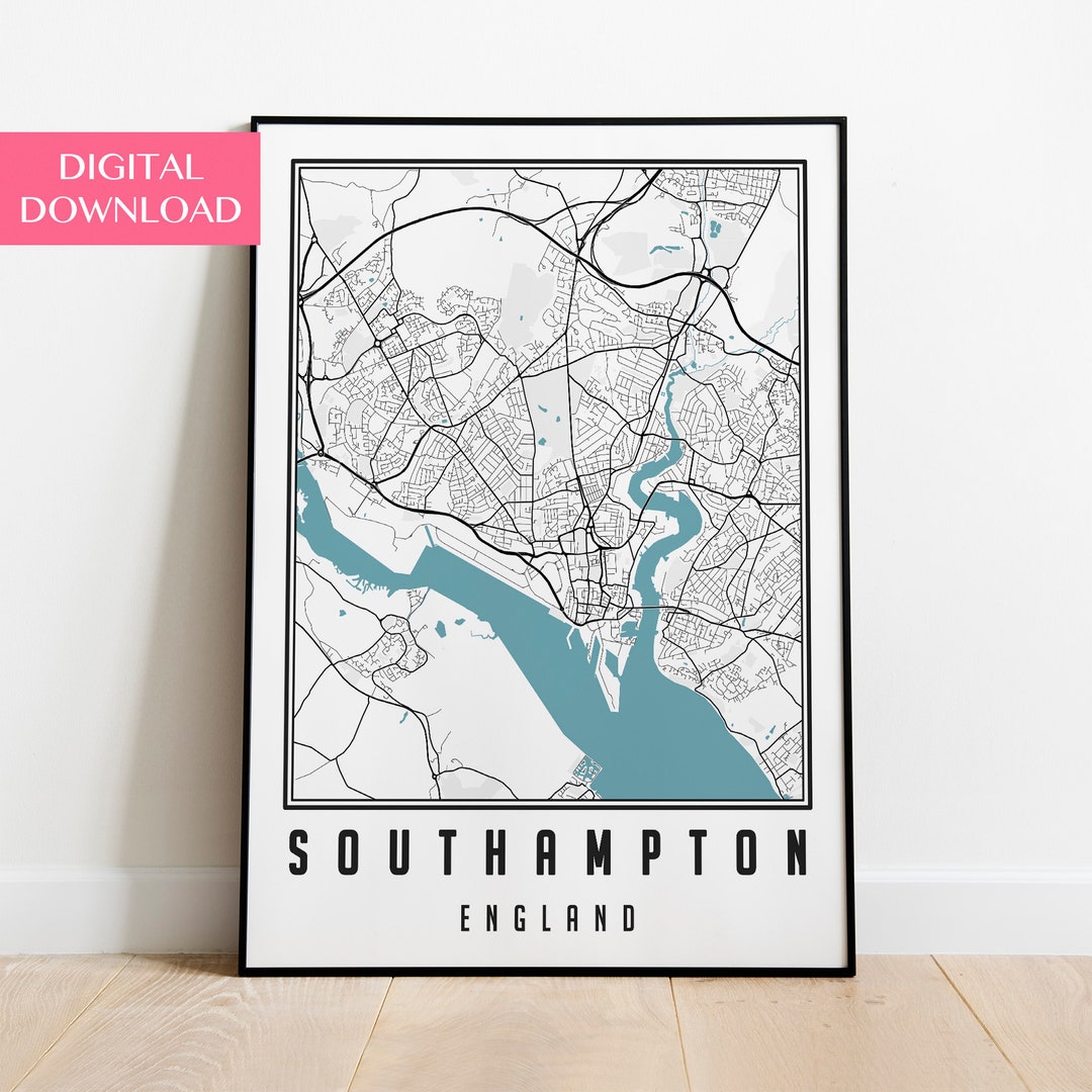 Southampton Map Digital Download, England Gifts, Southampton Wall Art ...