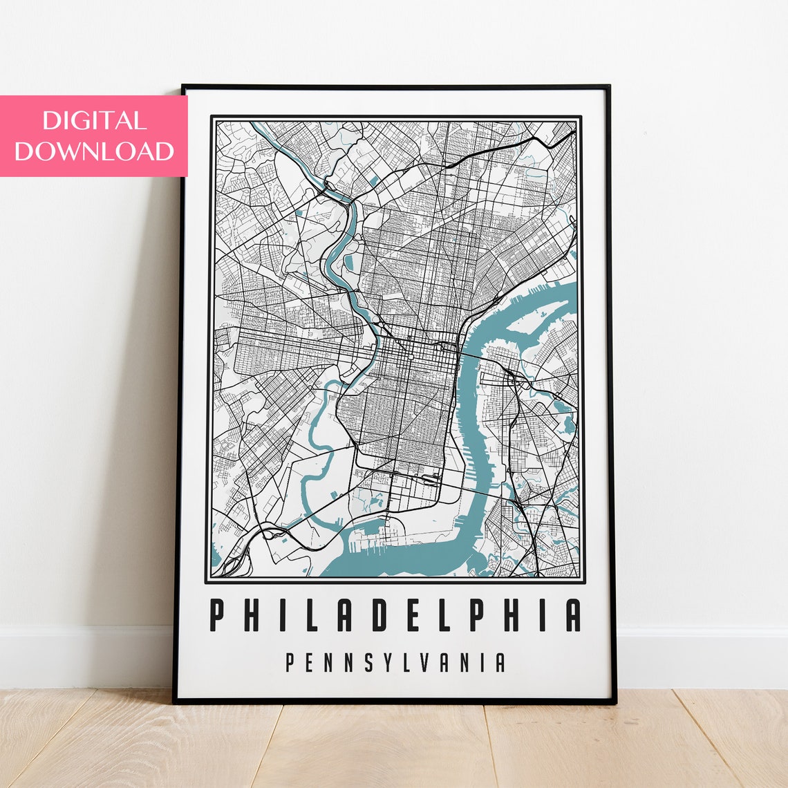 Philadelphia Map Printable Philadelphia Art Street Map Art | Etsy