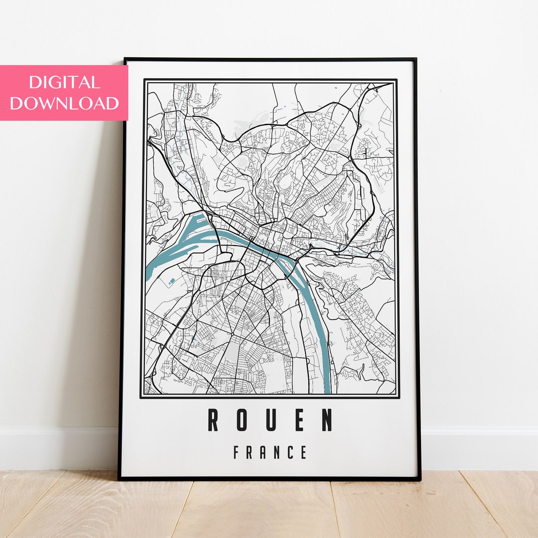 Rouen Map Digital Download, Rouen Gift, Rouen France Wall Art Poster - Etsy