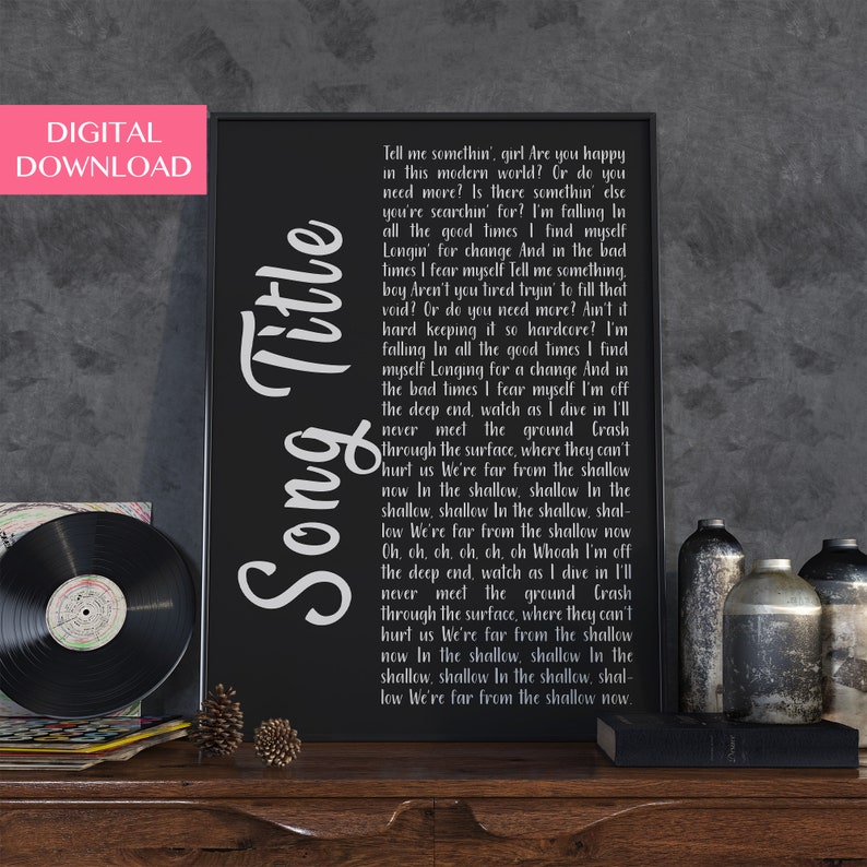 Custom Song Lyrics Printable Wall Art Music Gifts Music | Etsy