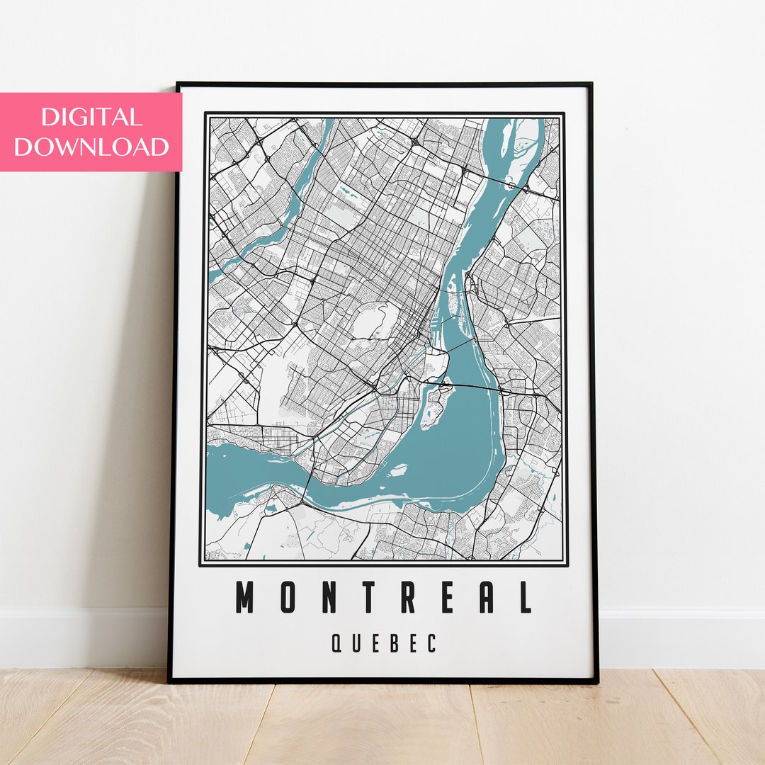 Montreal Map Digital Download, Montreal City Map Poster, Montreal Print ...