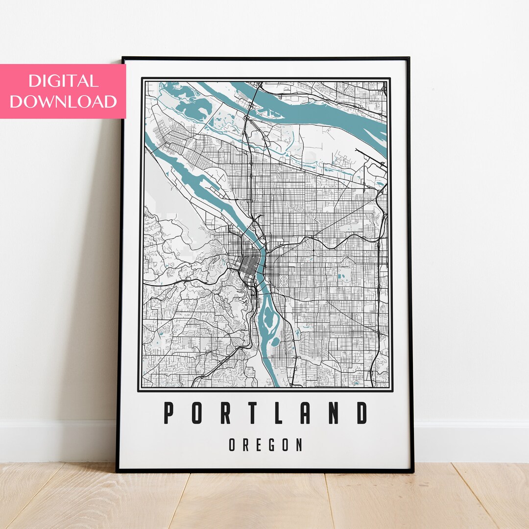 Portland Map Digital Download, Portland City Map Print, Portland Wall ...